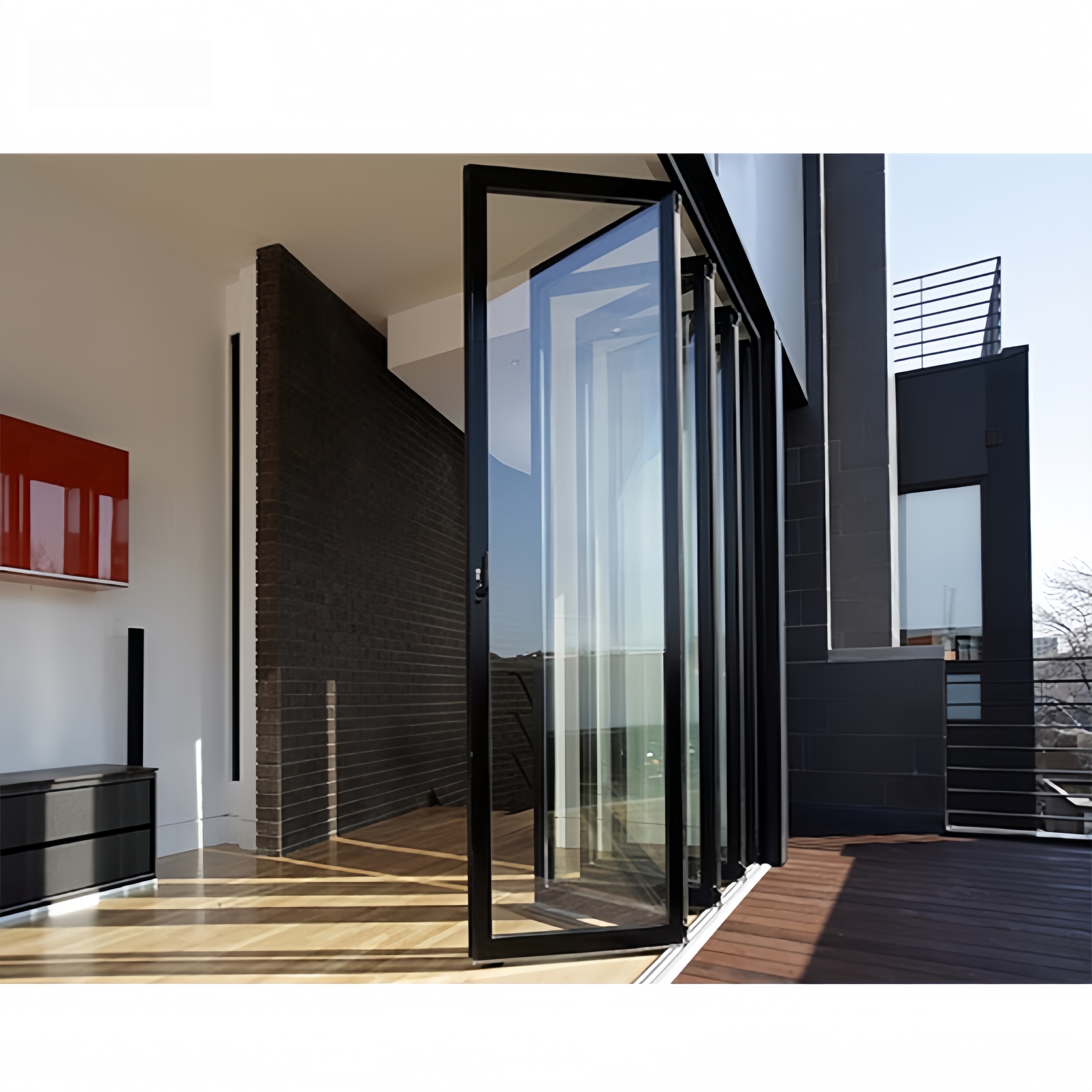 Triple Accordion Entrance Aluminium Glass Sliding Folding Door Balcony ...