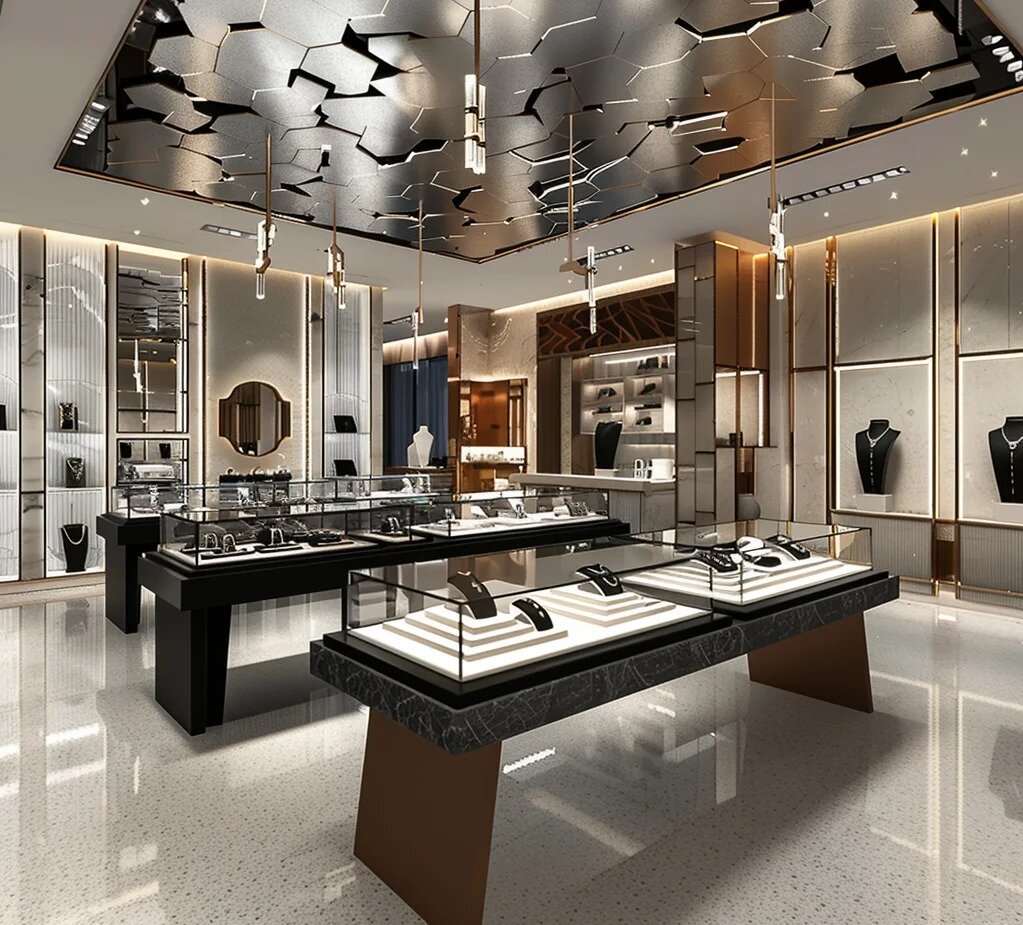 Luxury Jewelry Stores Display Custom Black and Gold Design Jewelry ...