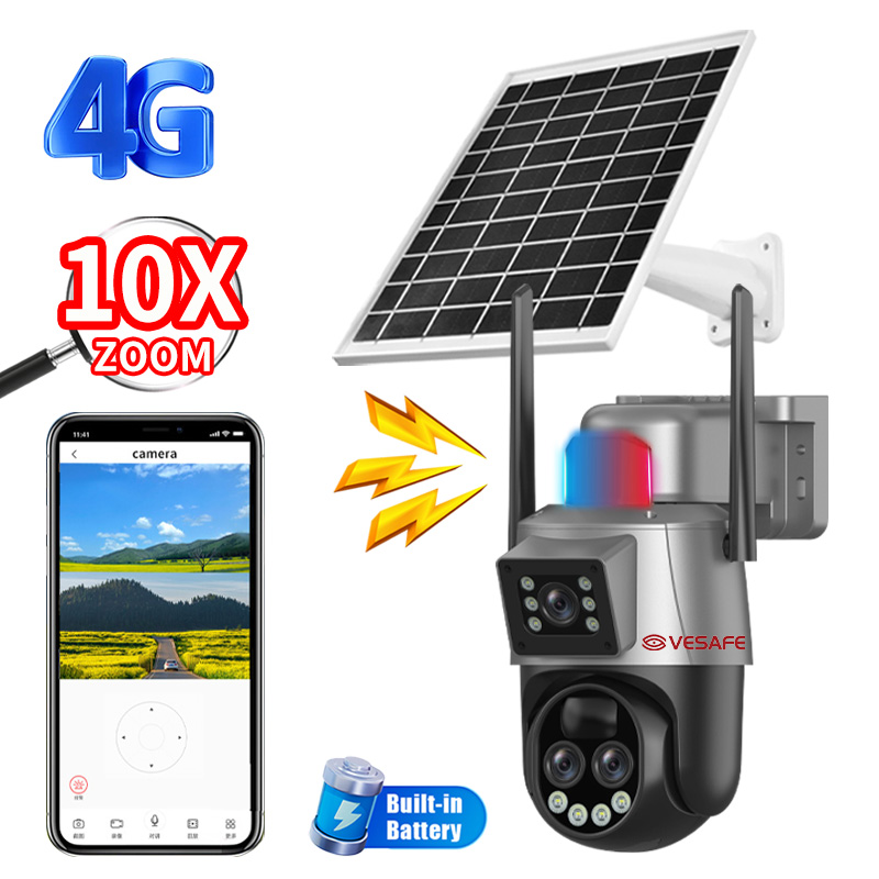 4K Solar Camera V380 Pro Dual Lens Surveillance System | VESAFE