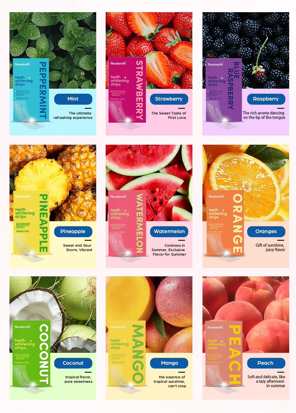 Mint Flavor Teeth Whitening Strips Private Label PAP Gel Dry Strips No ...