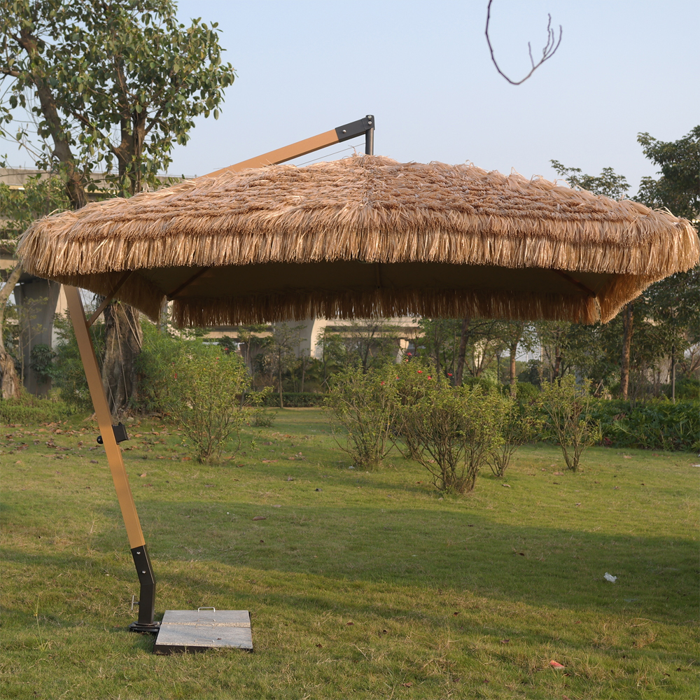 Outdoor Sun and Rain Protection Courtyard Thatched Side-standing Round ...
