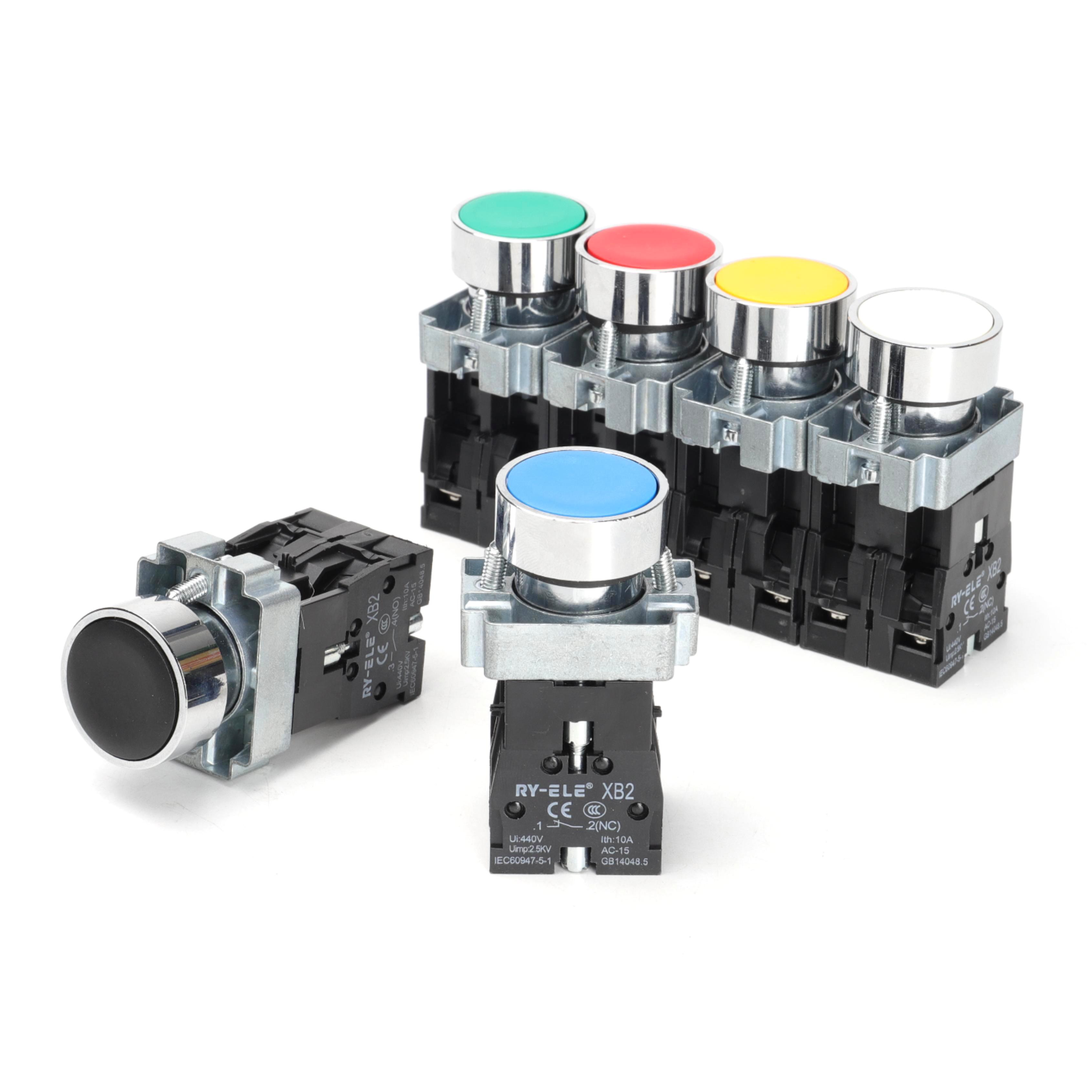 10A Screw-in Connection 22mm Self-locking Flat Button Switch RY-ELE ...