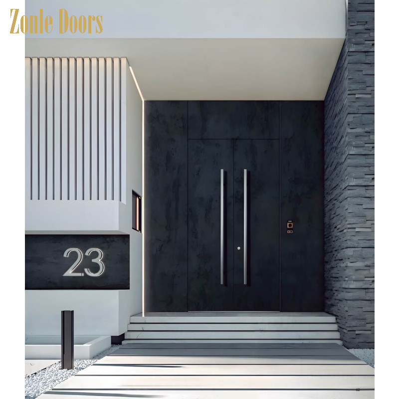 Newest Multiple Styles Black Exterior Double Entry Door Main Gate ...