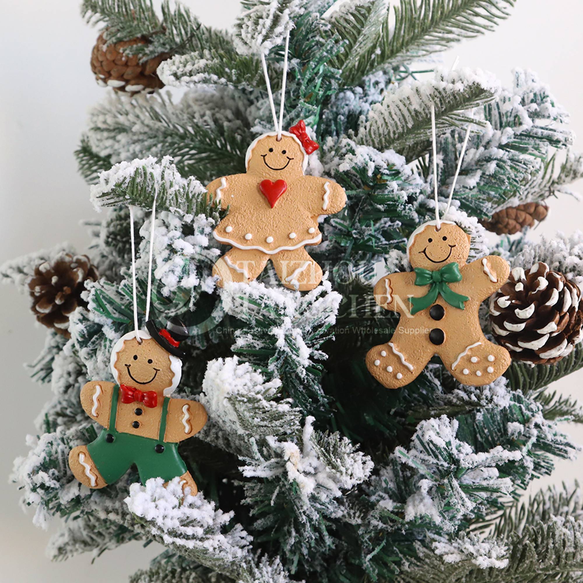 Home Xmas Navidad Party Decoration Christmas Resin Gingerbread Man ...