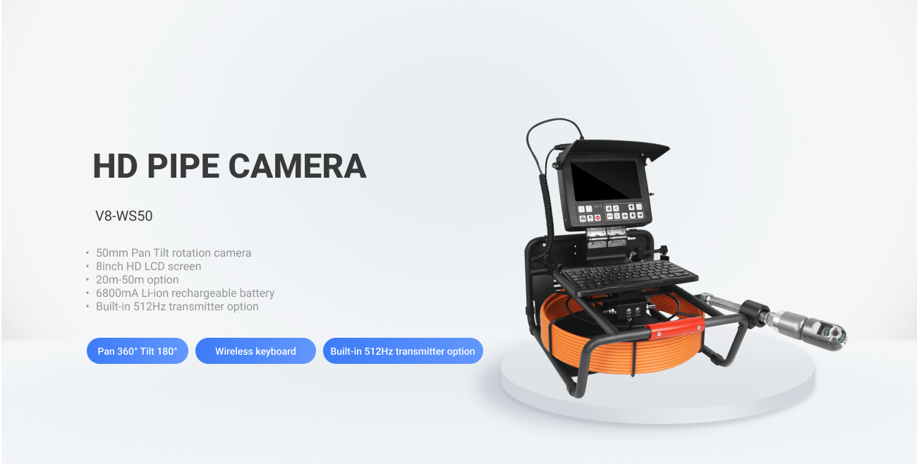 50mm Pan Tilt Portable AHD Pipe Inspection Camera System