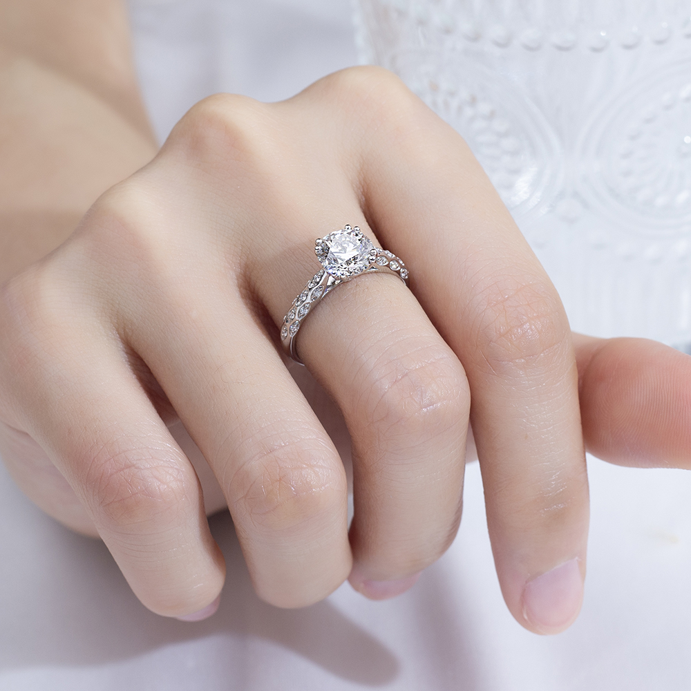 MSR-1812 Platinum PT950 Ring 1.5CT Round Lab Grown Diamond Ring IGI Certificate Messi Jewelry ...