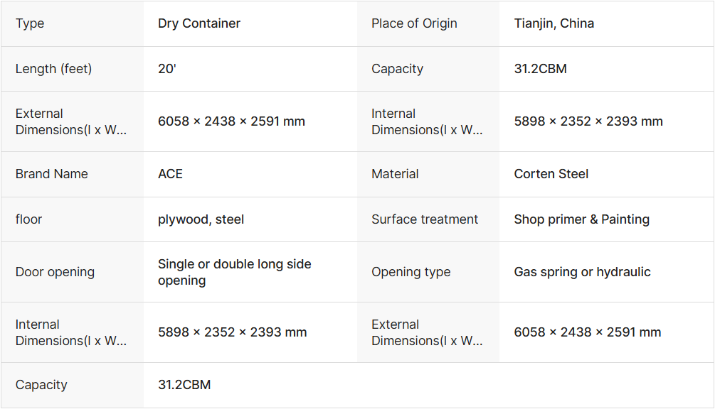 20ft Open Side Wing Flying Hydraulic Cylinder Electrical Steel Dry ...