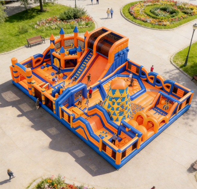 Parque temático inflable al aire libre con castillo hinchable en ...