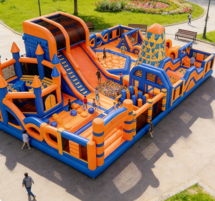Parque temático inflable al aire libre con castillo hinchable en ...
