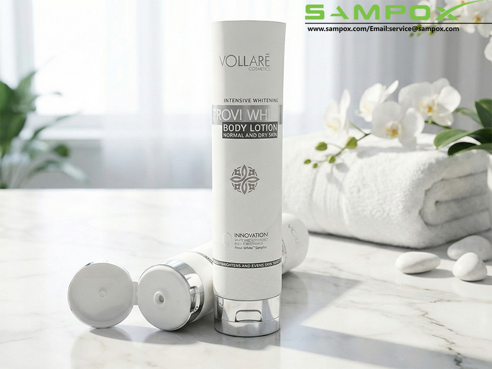 White PBL Body Lotion Tube with Silver Hot Stamping 250ml 50mm | SampoX