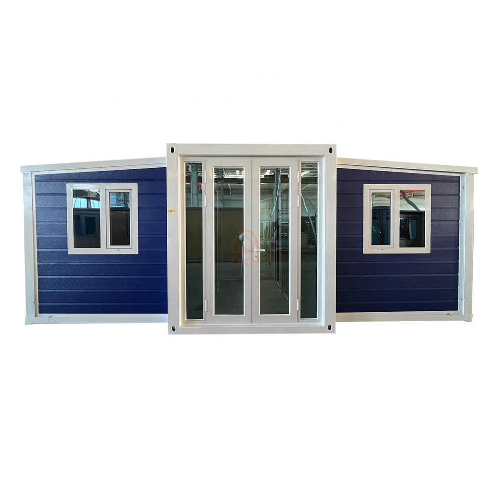 Casa contenedor expandible de 20 pies Paneles tallados de metal azul ...