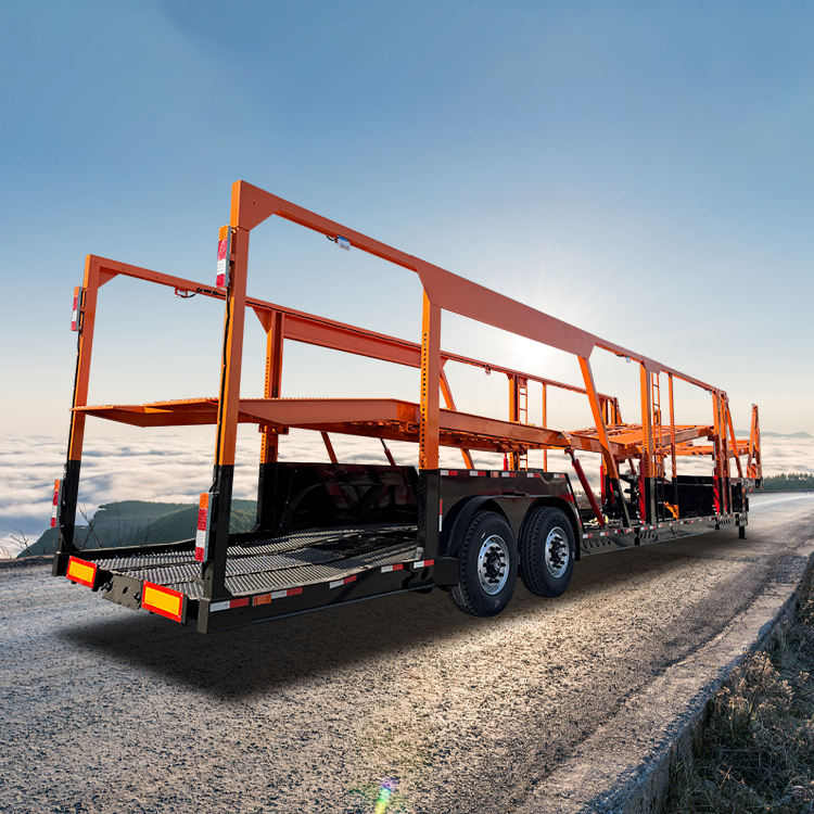 2 Axles 8 Units Cars Hydraulic Car Hauler / Car Carrier Trailer Semi ...