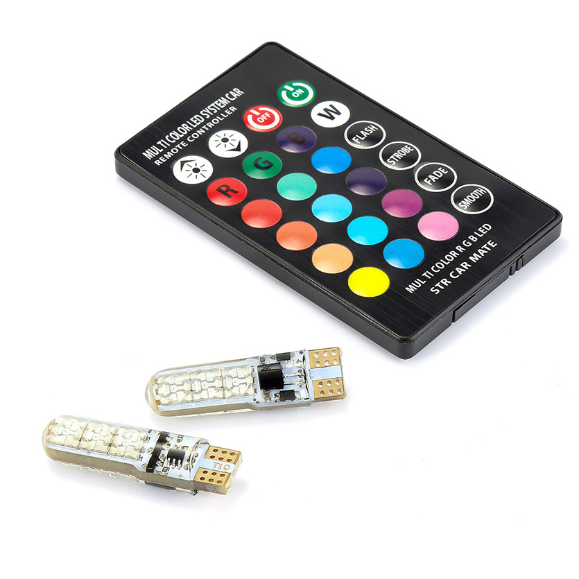T10 5050 Smd Rgb Led Silicone Car Decorative Light Kit Remote Control ...