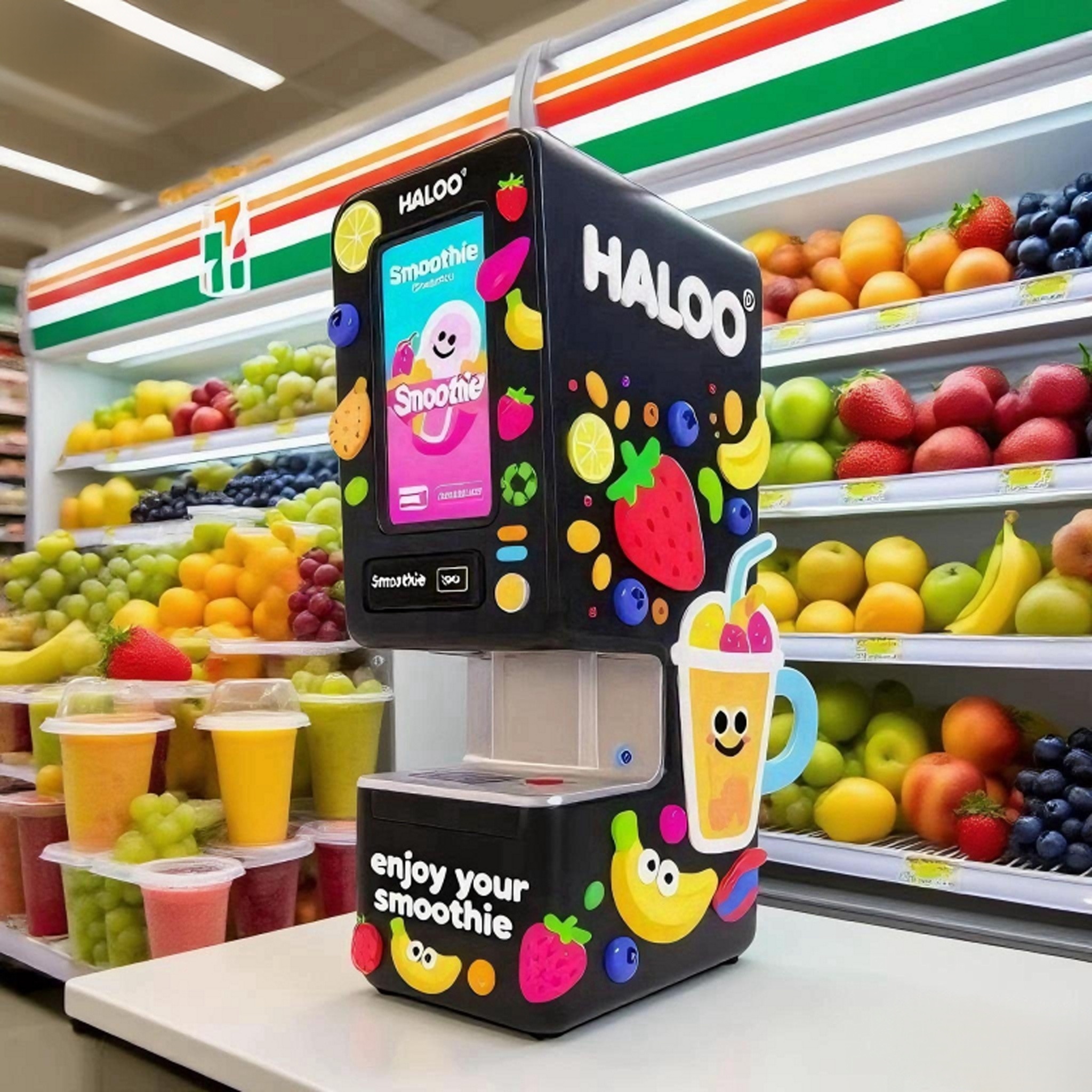 Haloo Distributeur Automatique De Smoothies 7/11 Fresh Fruits Automatic Smoothie Vending Machine ...