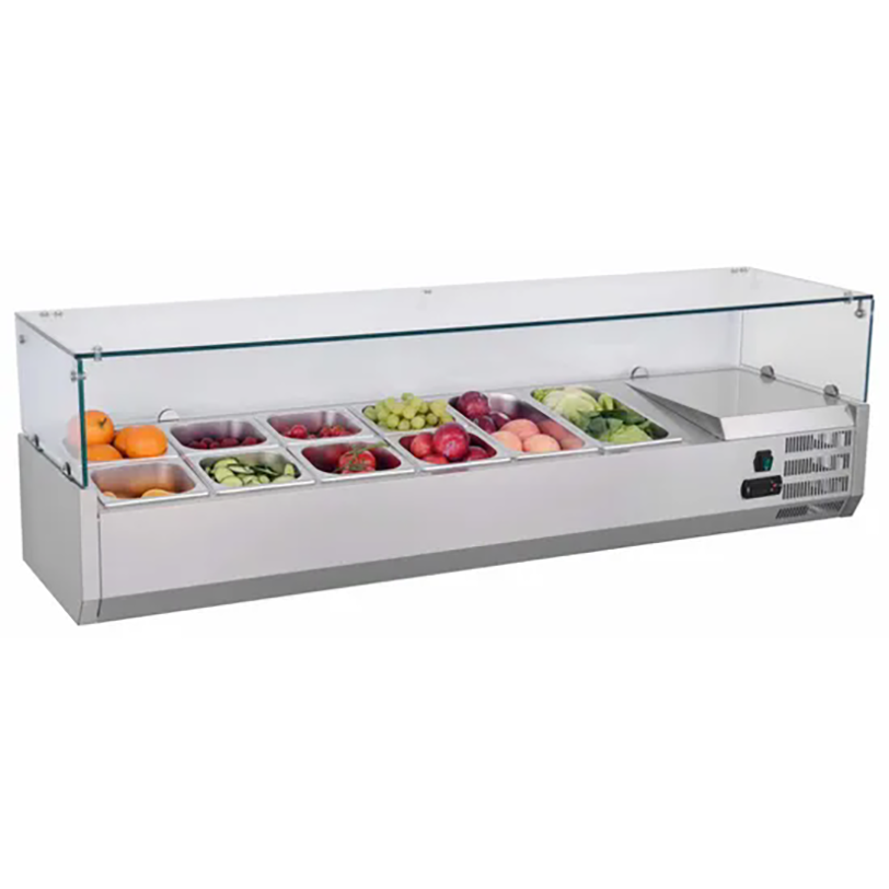 Stainless Steel Commercial Salad Display Cooler Counter Showcase
