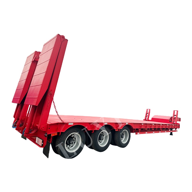 3 Axle Gooseneck Semi Truck Trailer Hydraulic Ladder Lowbed Semi ...