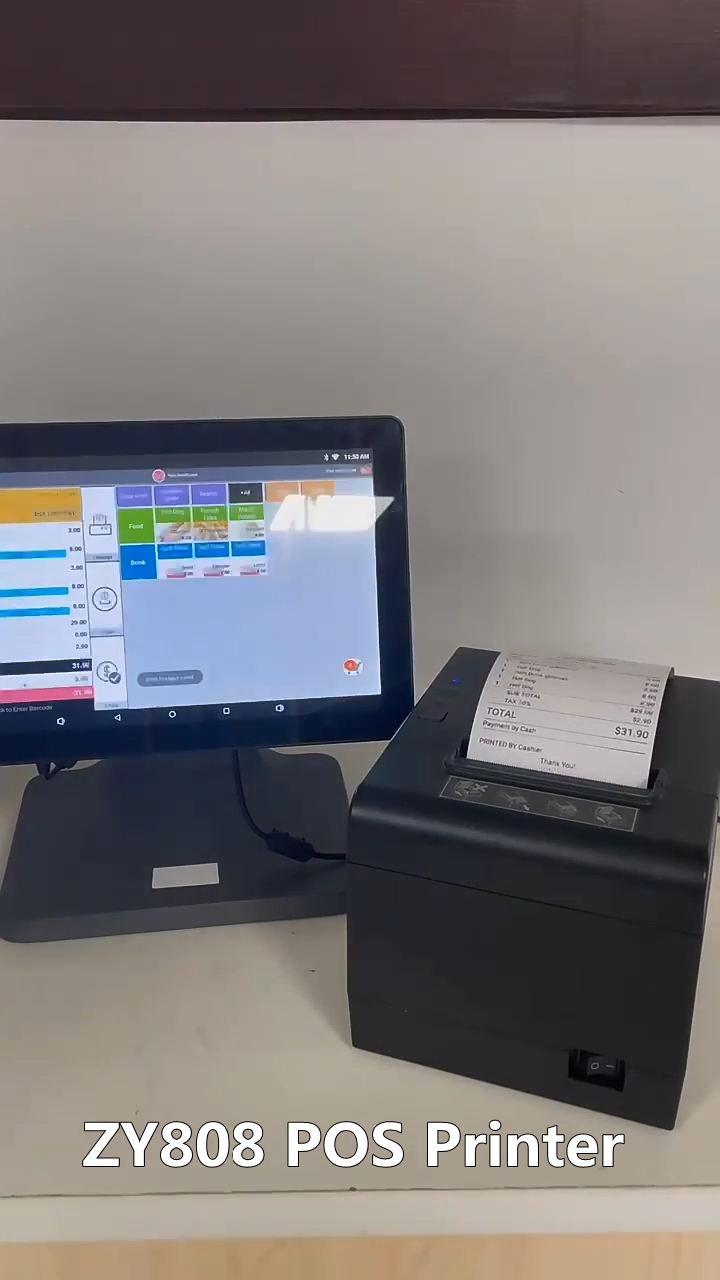 ZYWELL - Good Quality Inkless Thermal Printer 80mm Receipt Printer Pos 80 Zywell Zy808 with Buil ...