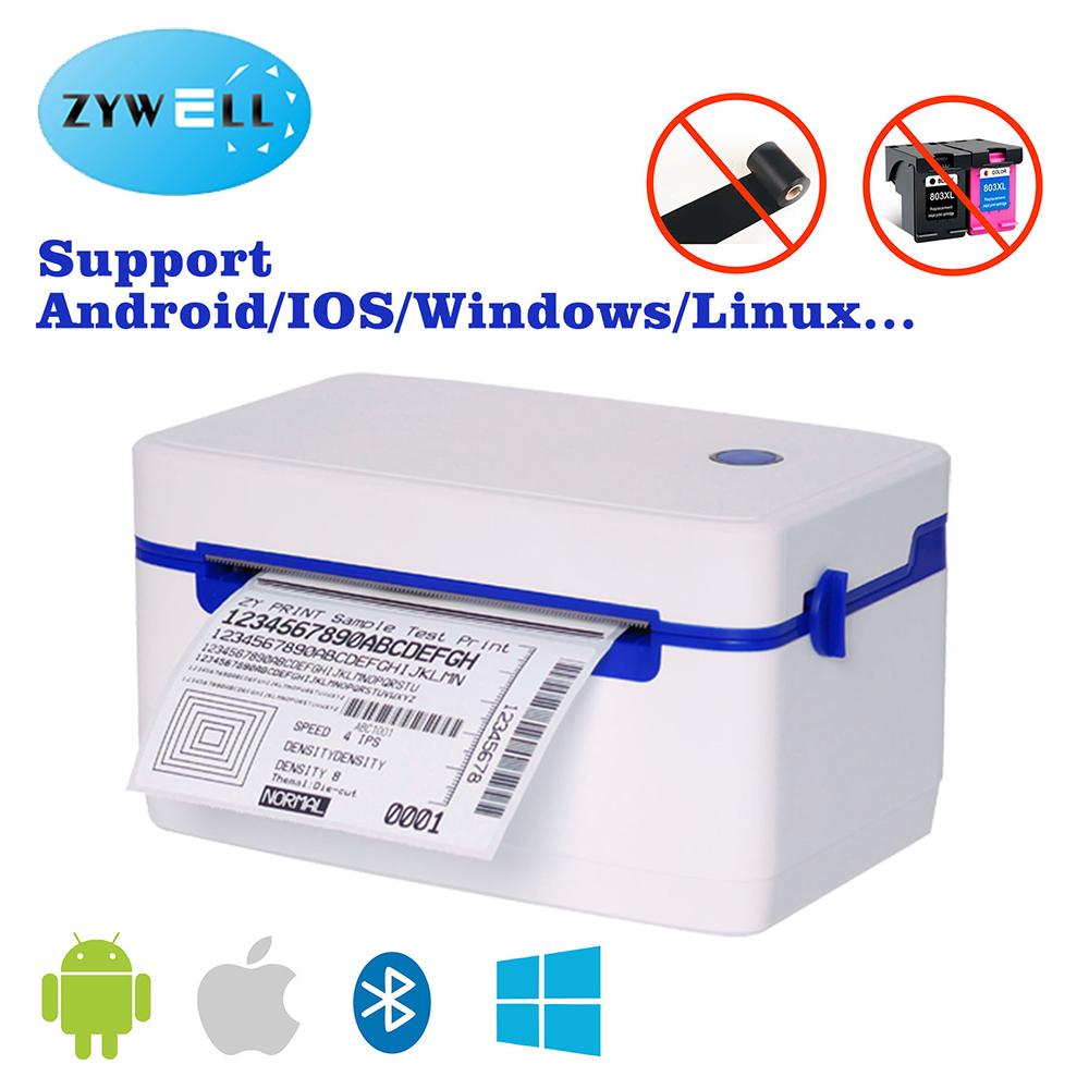 Zywell - Zywell Thermal Shipping Label 4x6 ПРИНТЕР ПРИНТЕР BLUETOOOD THERMAL PRINTER ZY909 USB+BT