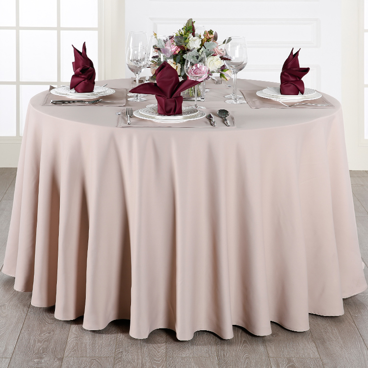 Hotel Restaurant Table Linens Plain White Polyester 108 Inch Round Wed