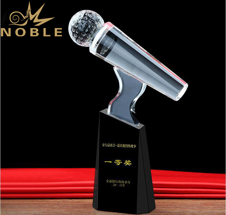 Custom Engraving Crystal Microphone Trophy | Noble Awards