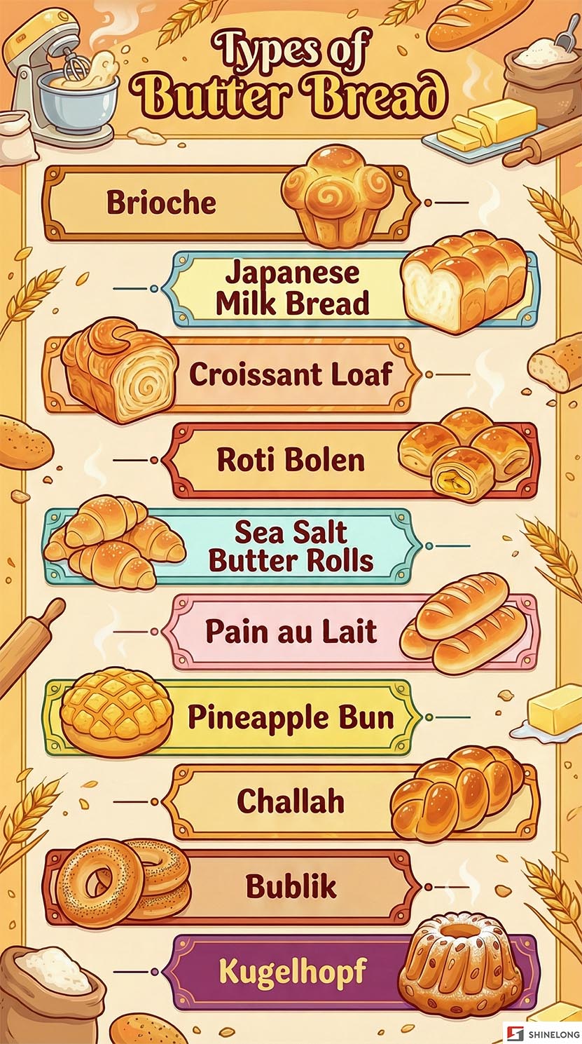 10 Types of Butter Bread: a Comprehensive List for Bakeries | SHINELONG