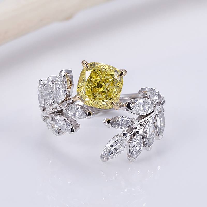 MSR-1229 Yellow Lab Grown Diamond Ring 18K Gold Solitalire Ring | Messi ...