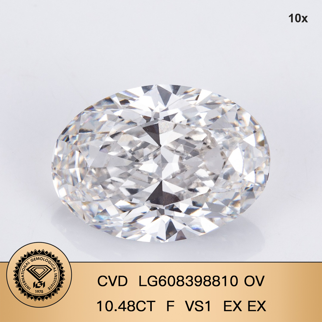 Oval Cut 10.48ct F VS1 CVD Diamond Lab Grown Diamond IGI Certificate ...
