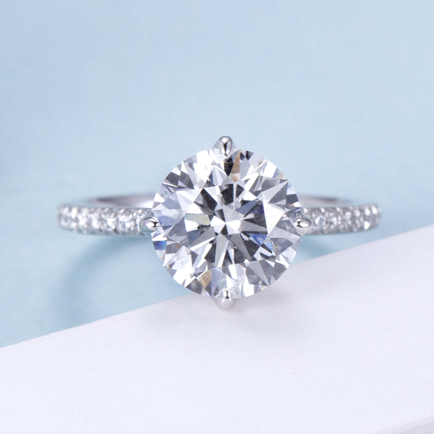 MSR-919 3 Carat F VVS2 LAB HPHT/CVD Round Diamond Ring -Messi Jewelry