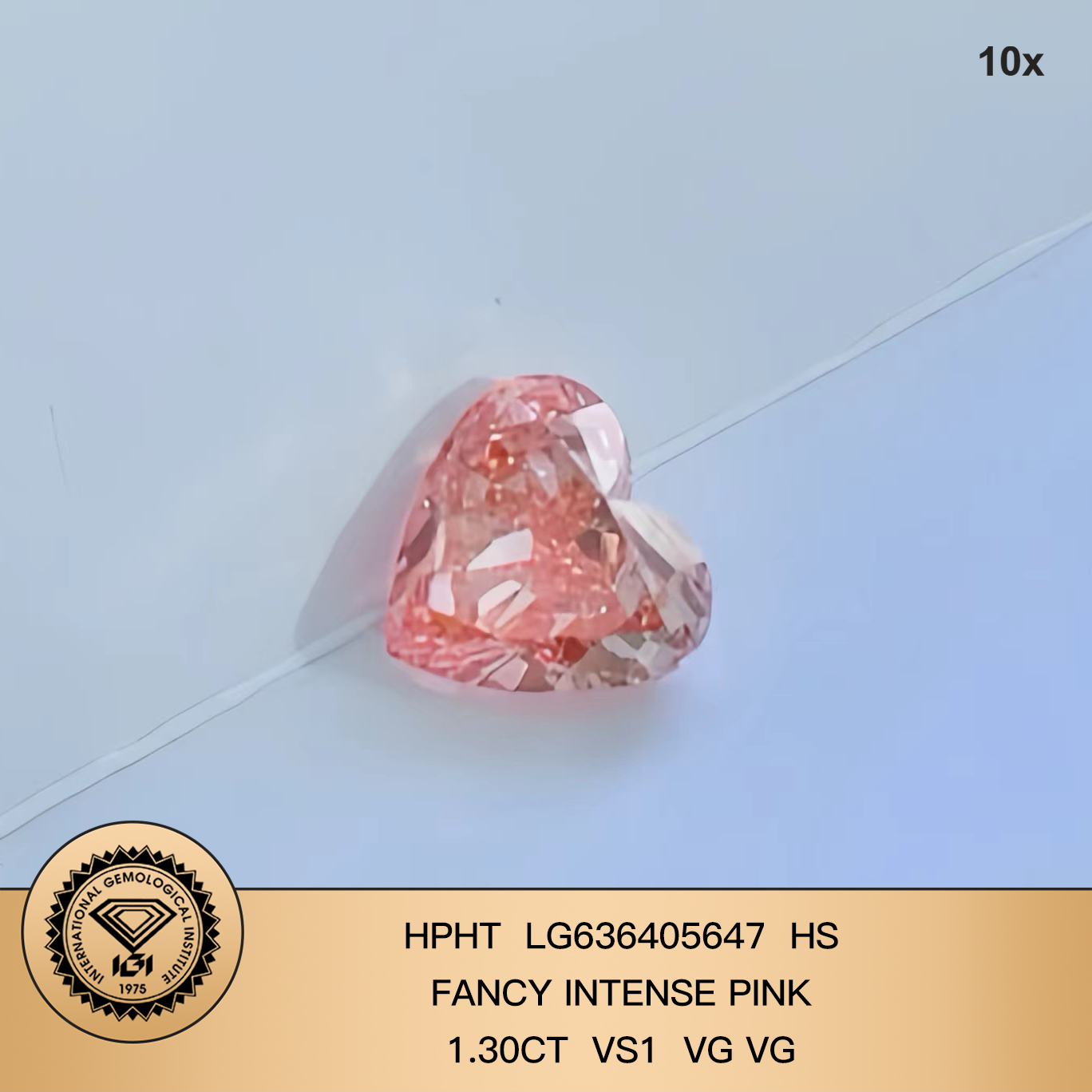 Fancy Intense Pink Heart 1.3 CT VS1 VG HPHT Lab Grown Diamond | Messi ...