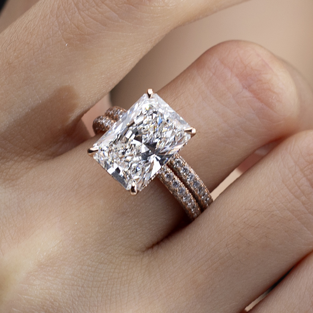 MSR-1664 18K 5.72CT Lab Diamond Radiant Cut Rose Gold Engagemtn Ring ...