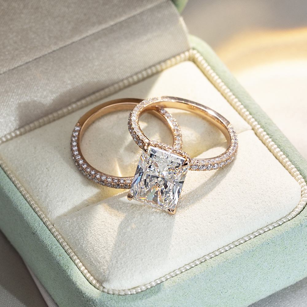 MSR-1664 18K 5.72CT Lab Diamond Radiant Cut Rose Gold Engagemtn Ring ...