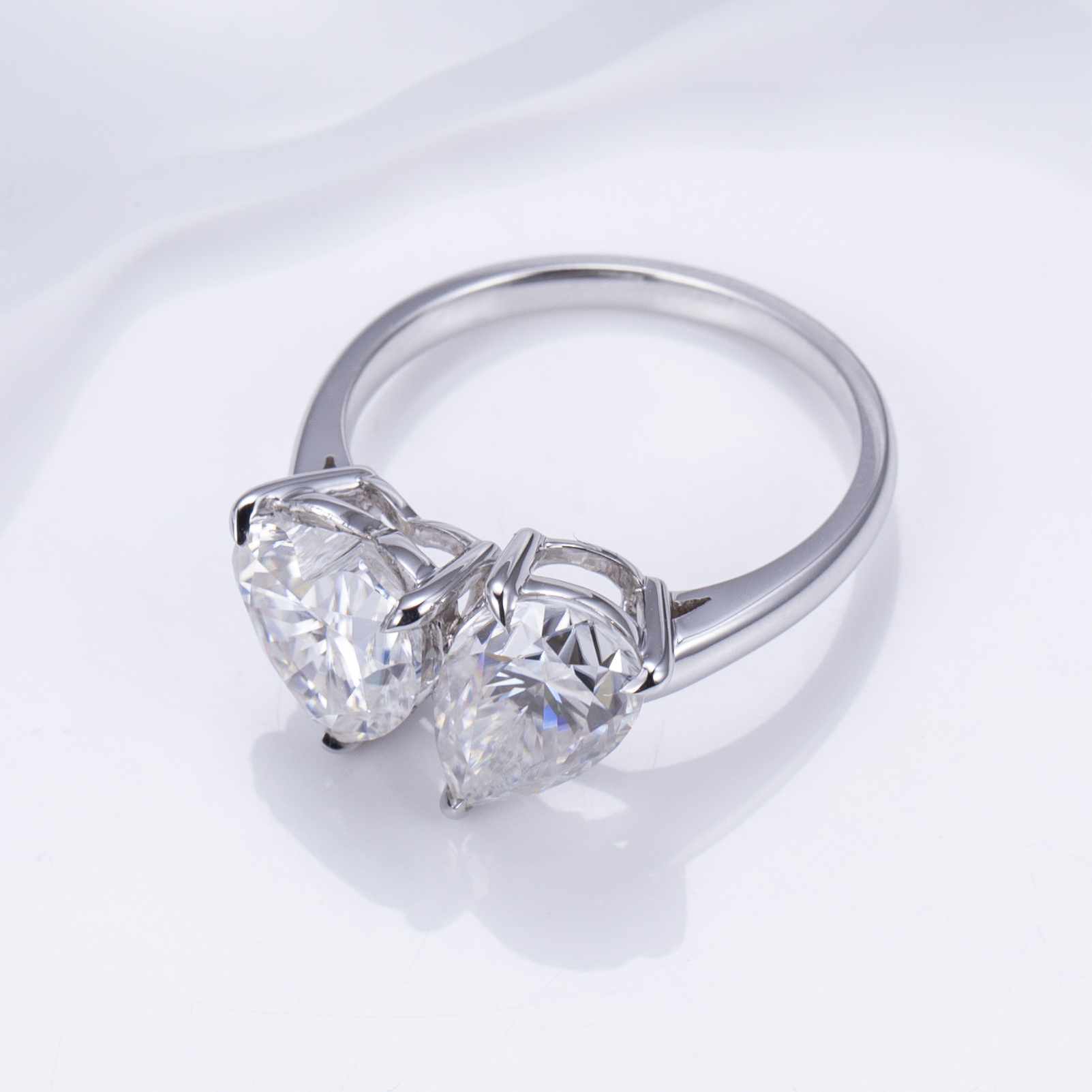 MSR-1352 Customization 14k White Gold Two Stones Jewelry Lab Diamond ...