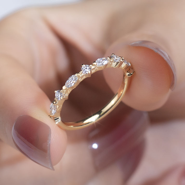 MSR-903 18K Lab Diamond DEF/VS Marquise Diamond Ring -Messi Jewelry