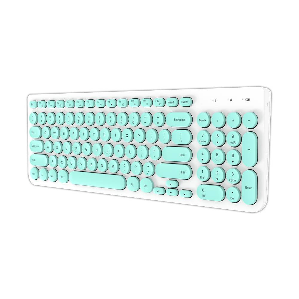 Round Keyboard Wireless White Keyboard 2.4g Sunken Circular Keycap ...