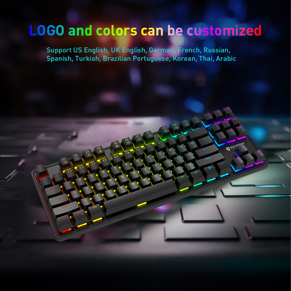 KY-MK87 Keyboard Mini 88 Keys Switch RGB Mechanical Gaming Custom ...