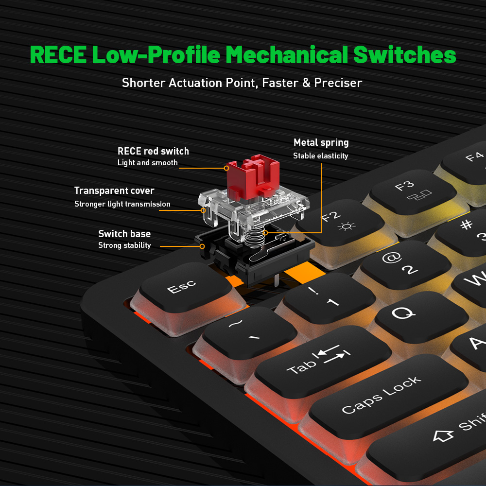 KY-MK310 78-key Low-profile Mechanical Keyboard Double Injection ...