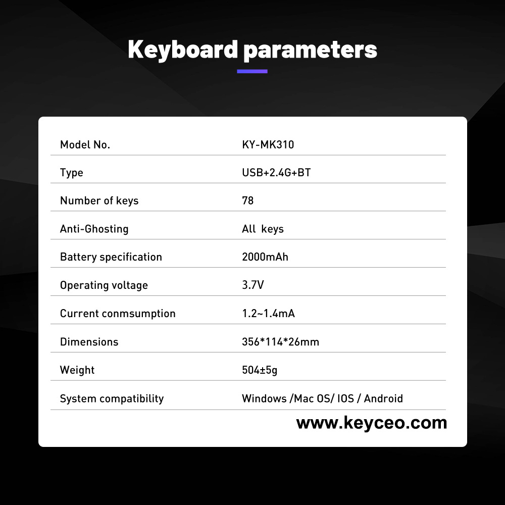 KY-MK310 78-key Low-profile Mechanical Keyboard Double Injection ...