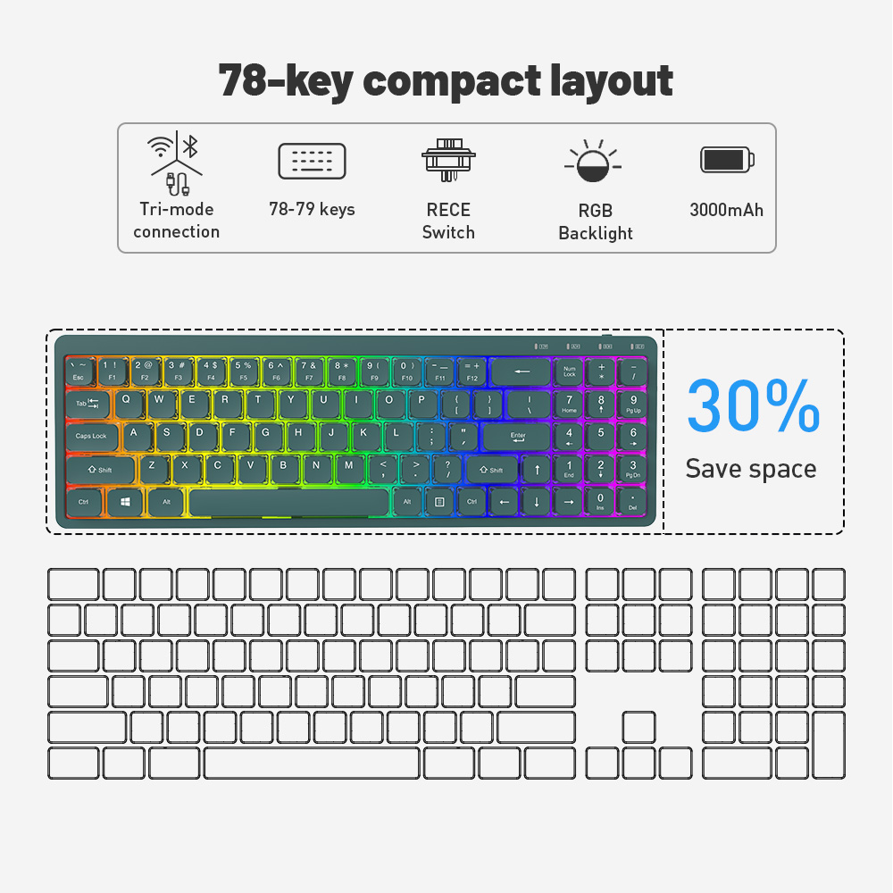 KY-MK310 78-key Low-profile Mechanical Keyboard Double Injection ...