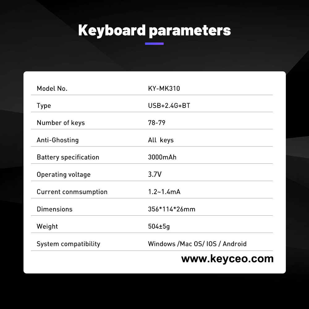 KY-MK310 78-key Low-profile Mechanical Keyboard Double Injection ...