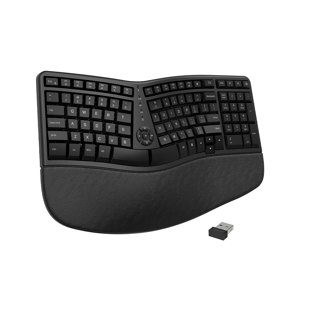 KY-K884WB 2.4G+BT Ergonomic Silent Split Keyboard with Wrist Rest BT ...