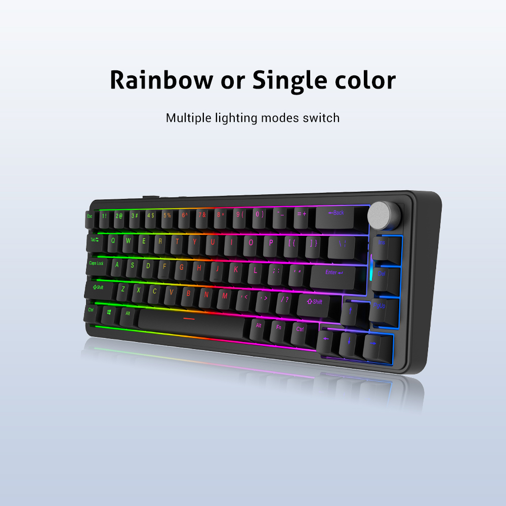 KY-MK63 OEM 68키 무선 트리플 모드 RGB 레인보우 기계식 키보드 손잡이로 컴퓨터 게임용 PC의 볼륨 조절 | 키 CEO