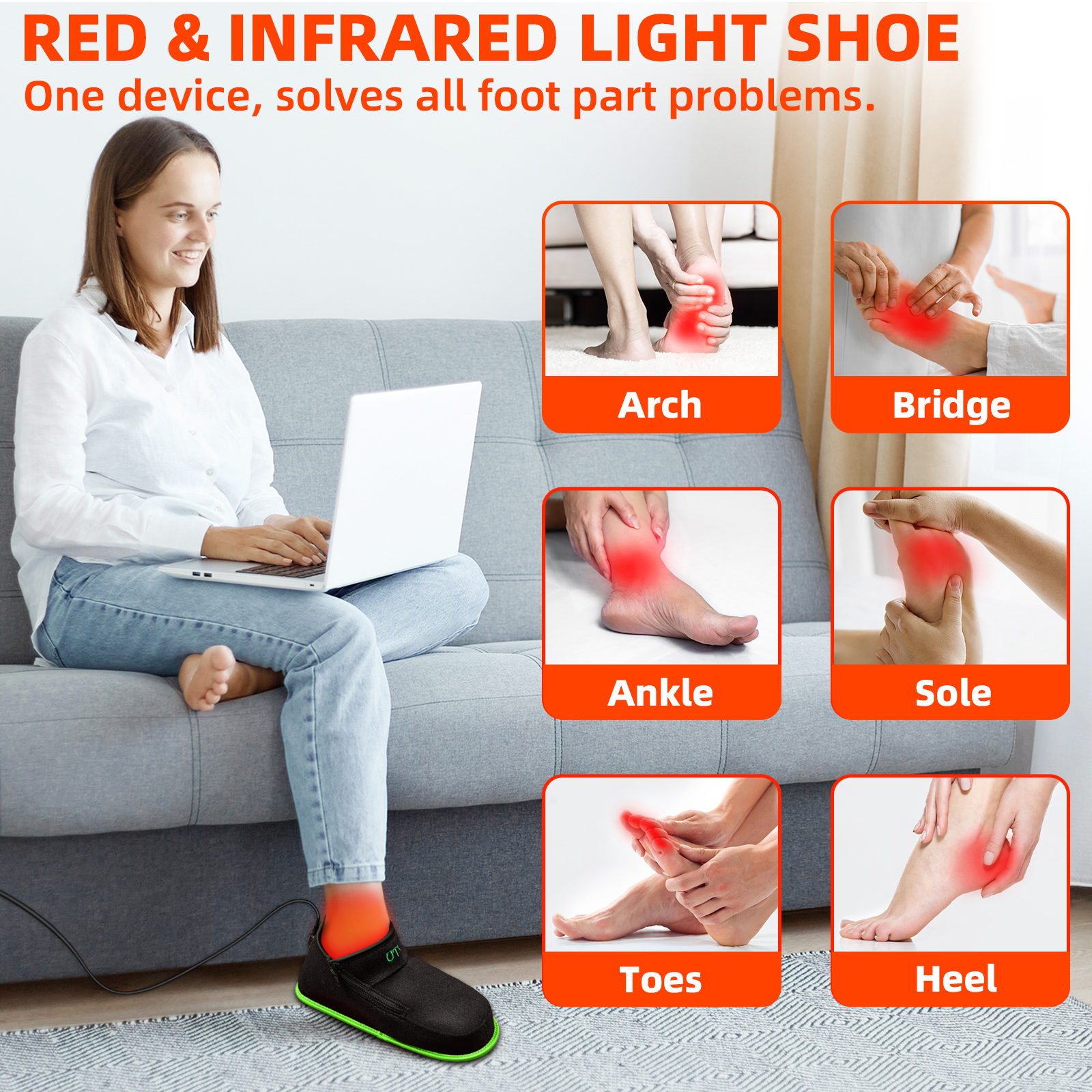 UTK Red Light Therapy Shoe for Feet, 660nm Red Light & 850nm Infrared ...