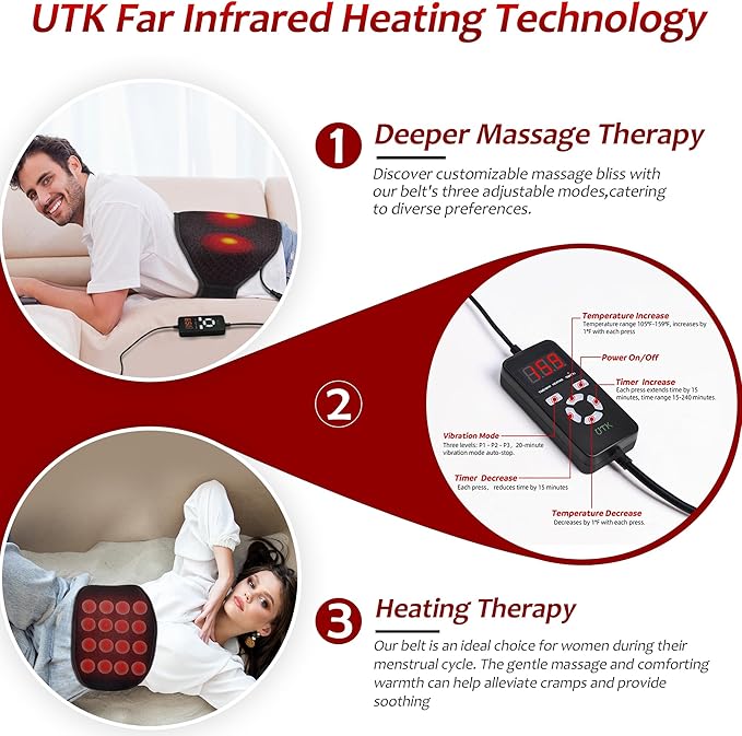 UTK far Infrared Vibrating Heating Pad with Vibration Massage for Lower ...