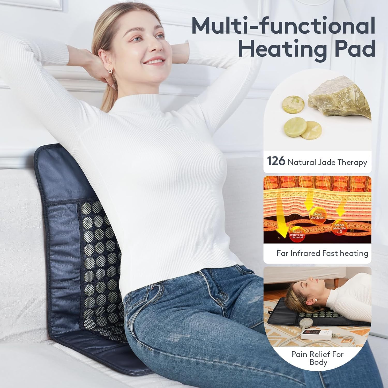 UTK Medium Jade Stone Infrared Heating Pad + Medium Protective Cover ...
