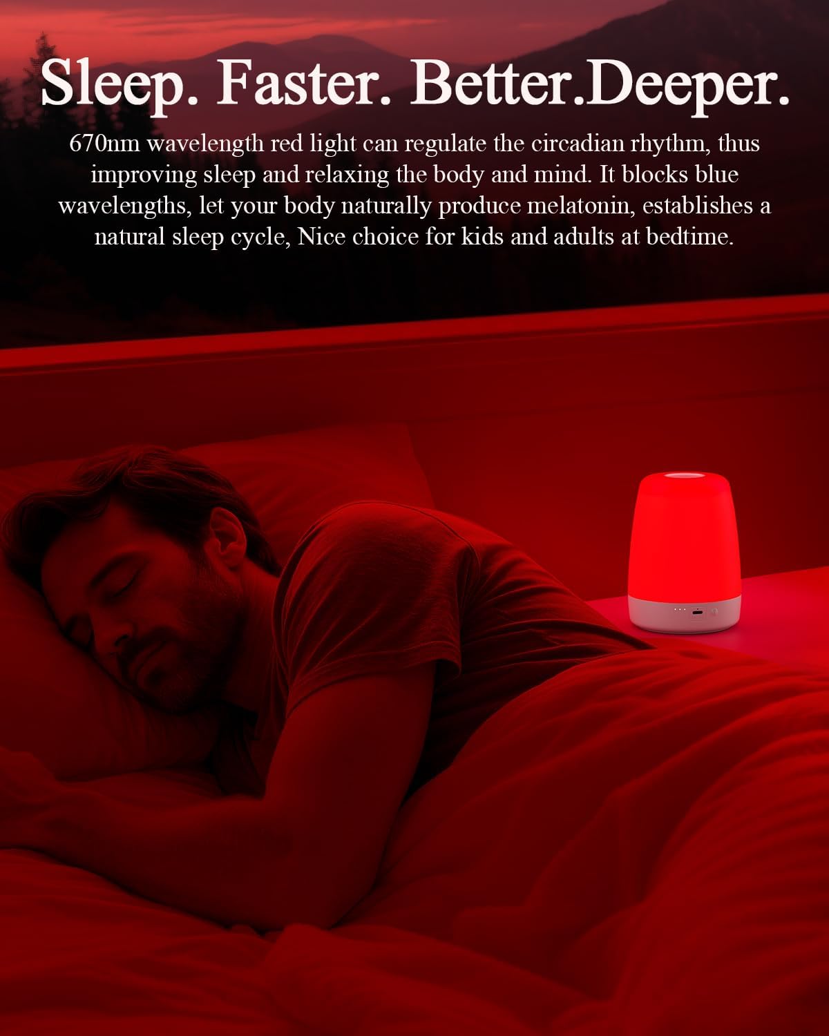 UTK Red Light Lamp for Sleep, 670nm Wavelength | UTK