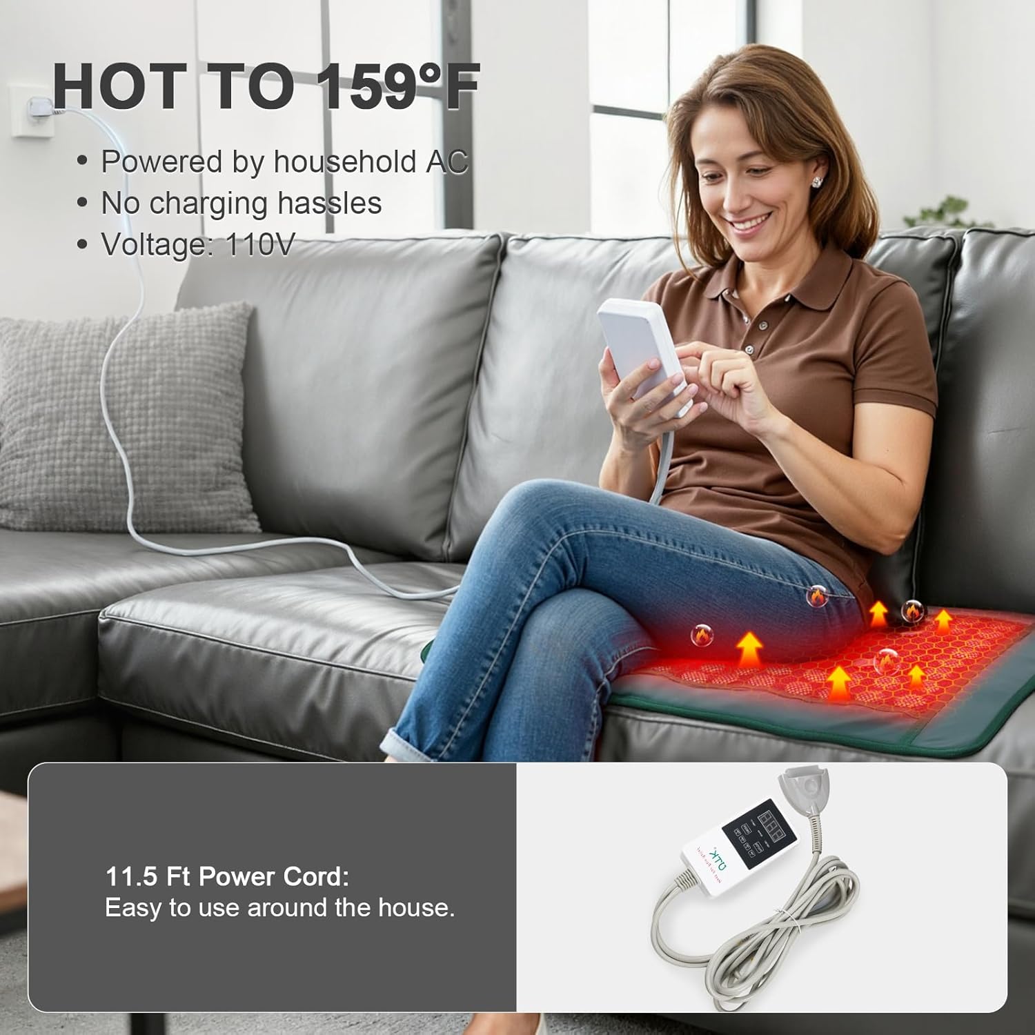 UTK far Infrared & Red Light Heating Pad with Jade Stone and Magnets ...