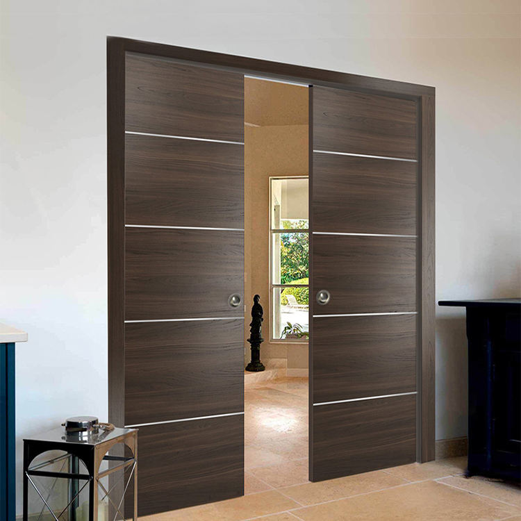 Luxury Walnut Wooden Sliding Pocket Door | Hidden Flush Timber Door System