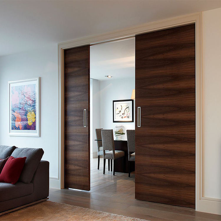 Luxury Walnut Wooden Sliding Pocket Door | Hidden Flush Timber Door System