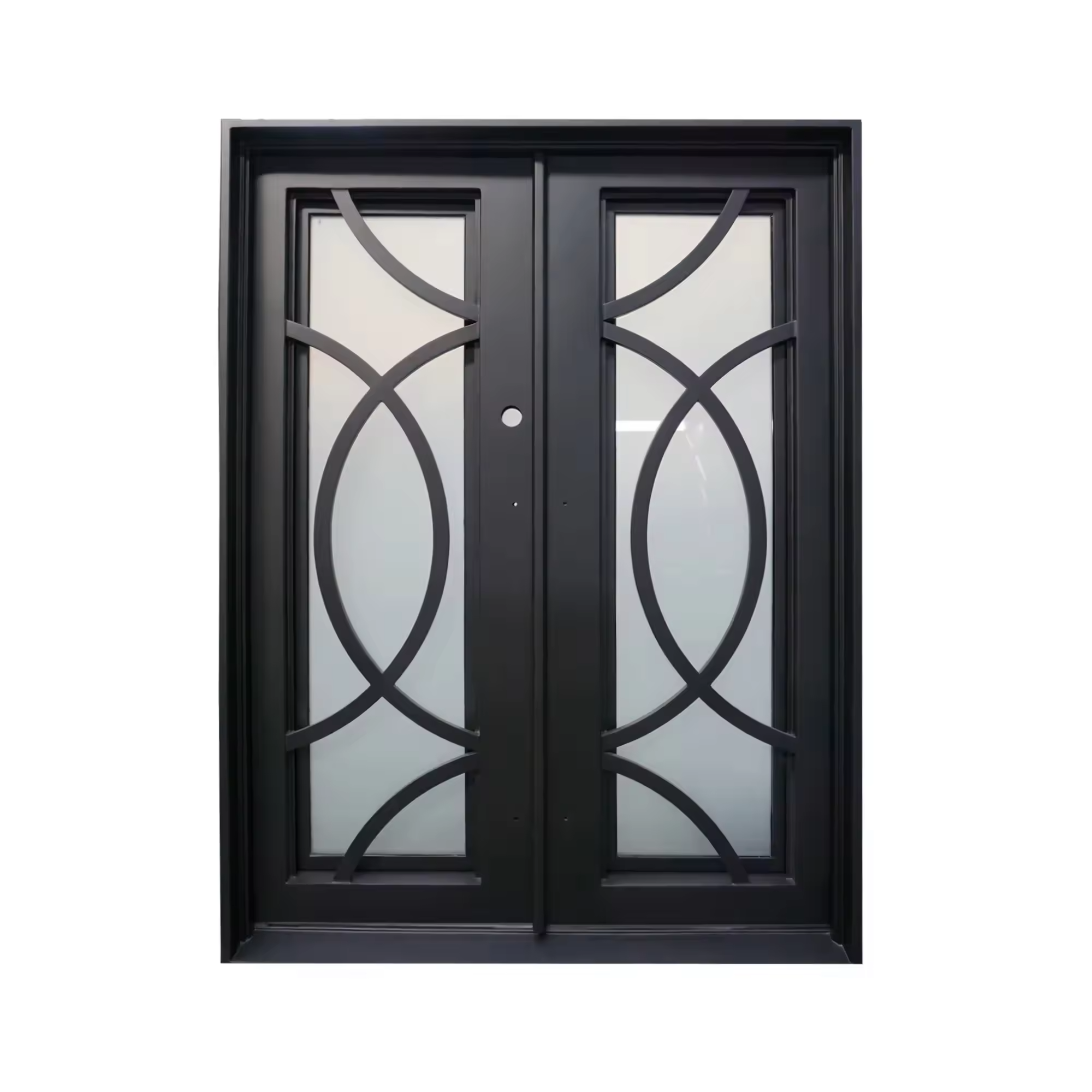 Smart Simple Design Wrought Iron Double Entrance Door for Home