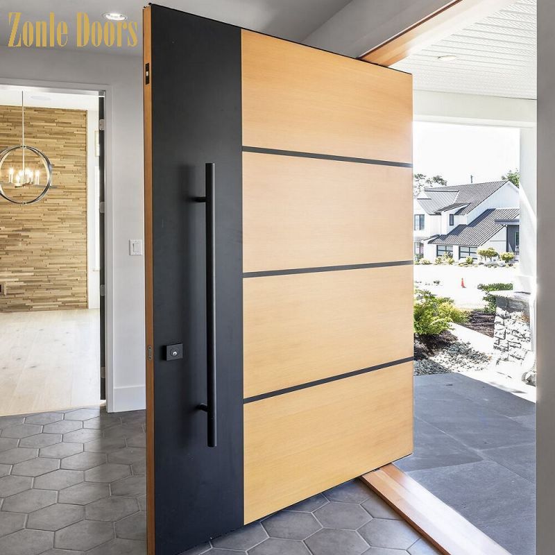 2025 Latest Solid Wood Pivot Entry Door Newest Contemporary Solid Wood ...